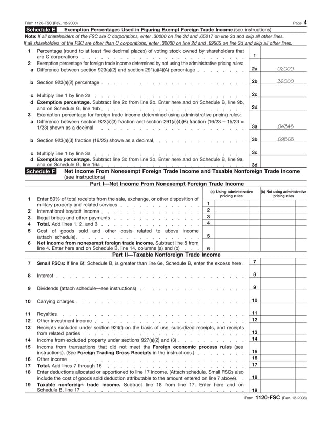 Form 1120-FSC U.S. Income Tax Return of a Foreign Sales Corporation | PDF
