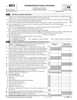 Form 8873 Extraterritorial Income Exclusion | PDF