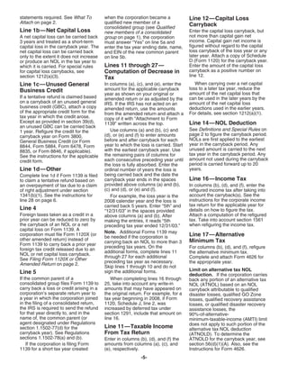 Instructions for Form 1139, Corporation Application for Tentative ...