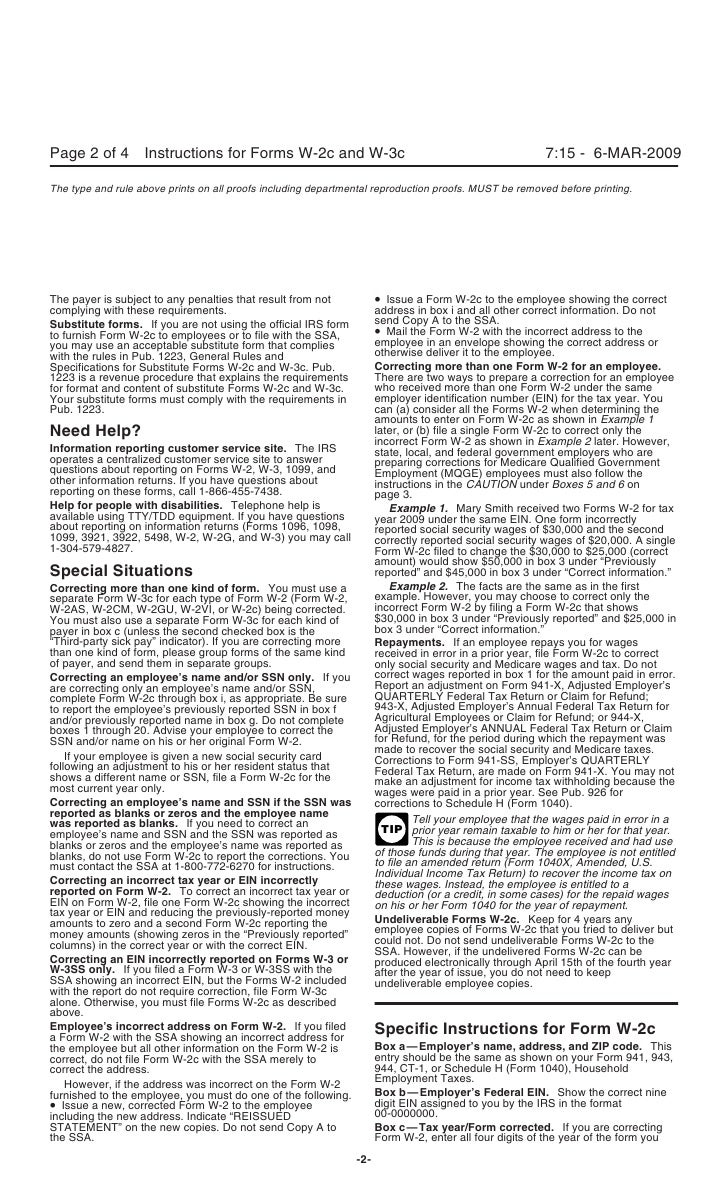 Instructions for Forms W-2c and W-3c, Corrected Wage and Tax Statemen…