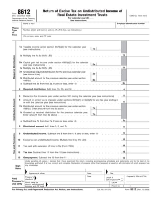 Form 8612 Return of Excise Tax on Undistributed Income of Real Estate ...