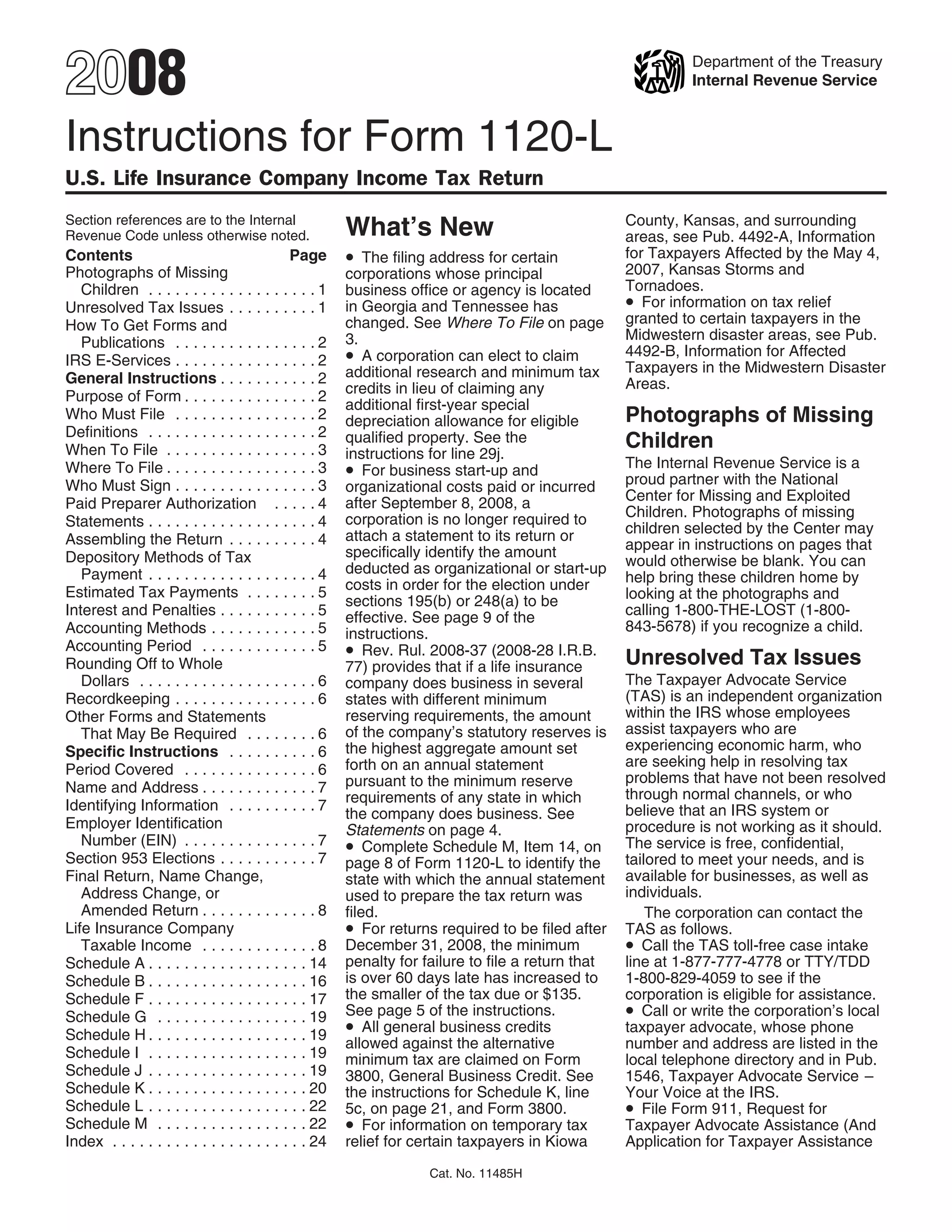 Instructions for Form 1120-L, , U.S. Life Insurance Company Income Tax ...