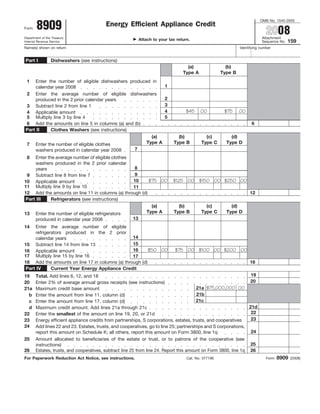Form 8909 Energy Efficient Appliance Credit | PDF
