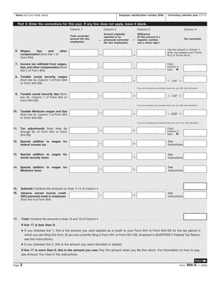 Form 944-X Adjusted Employer's Annual Federal Tax Return or Claim for ...
