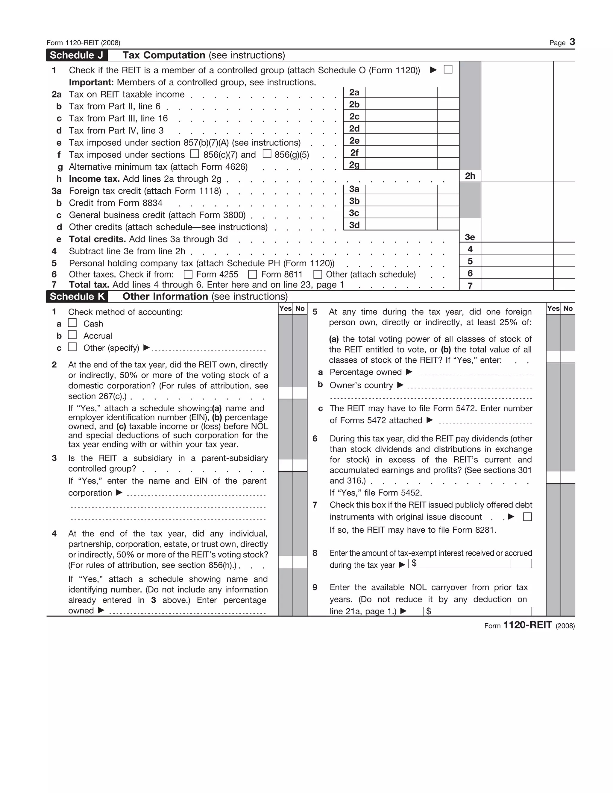 Form 1120-REIT U.S. Income Tax Return for Real Estate Investment Trusts ...
