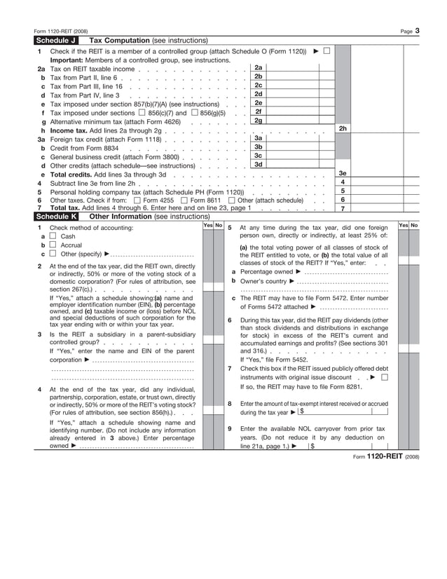 Form 1120-REIT U.S. Income Tax Return for Real Estate Investment Trusts ...