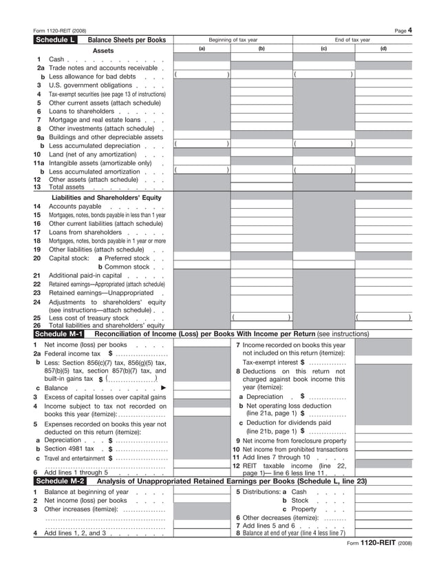 Form 1120-REIT U.S. Income Tax Return for Real Estate Investment Trusts ...