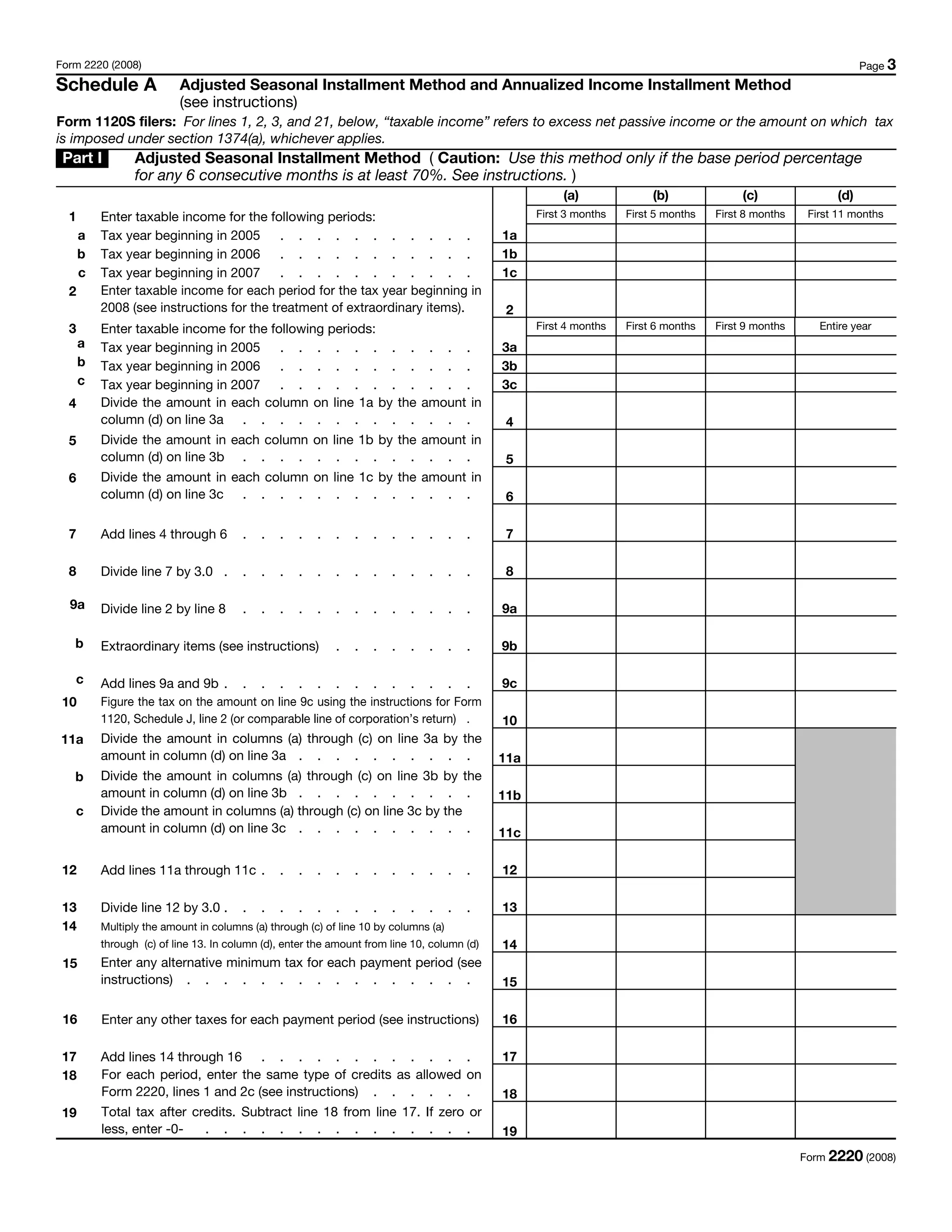Form 2220 Underpayment of Estimated Tax By Corporations | PDF