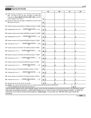 Form 2220 Underpayment of Estimated Tax By Corporations | PDF