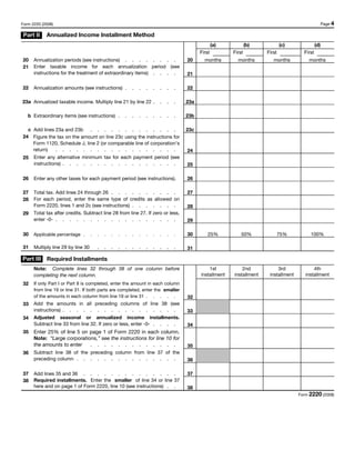 Form 2220 Underpayment of Estimated Tax By Corporations | PDF