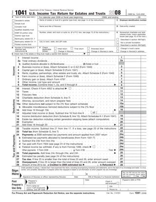 Form 1041 U.S. Income Tax Return for Estates and Trusts Form 1041 U.S ...