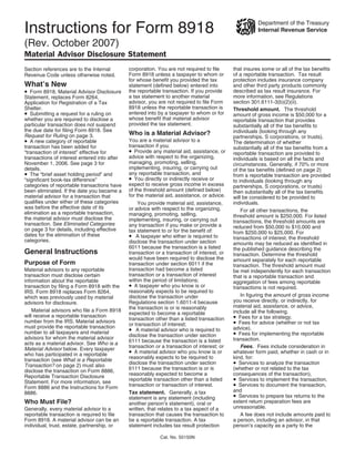 Inst 8918-Instructions for Form 8918, Material Advisor Disclosure ...