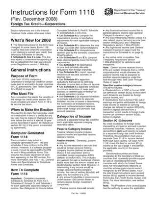 Inst 1118-Instructions for Form 1118, Foreign Tax Credit - Corporations ...