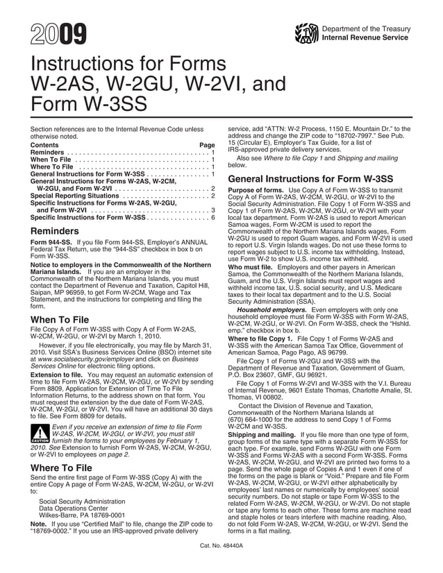 nst W-3SS-Instructions for Forms W-2AS, W-2GU, W-2VI, and W-3SS | PDF ...