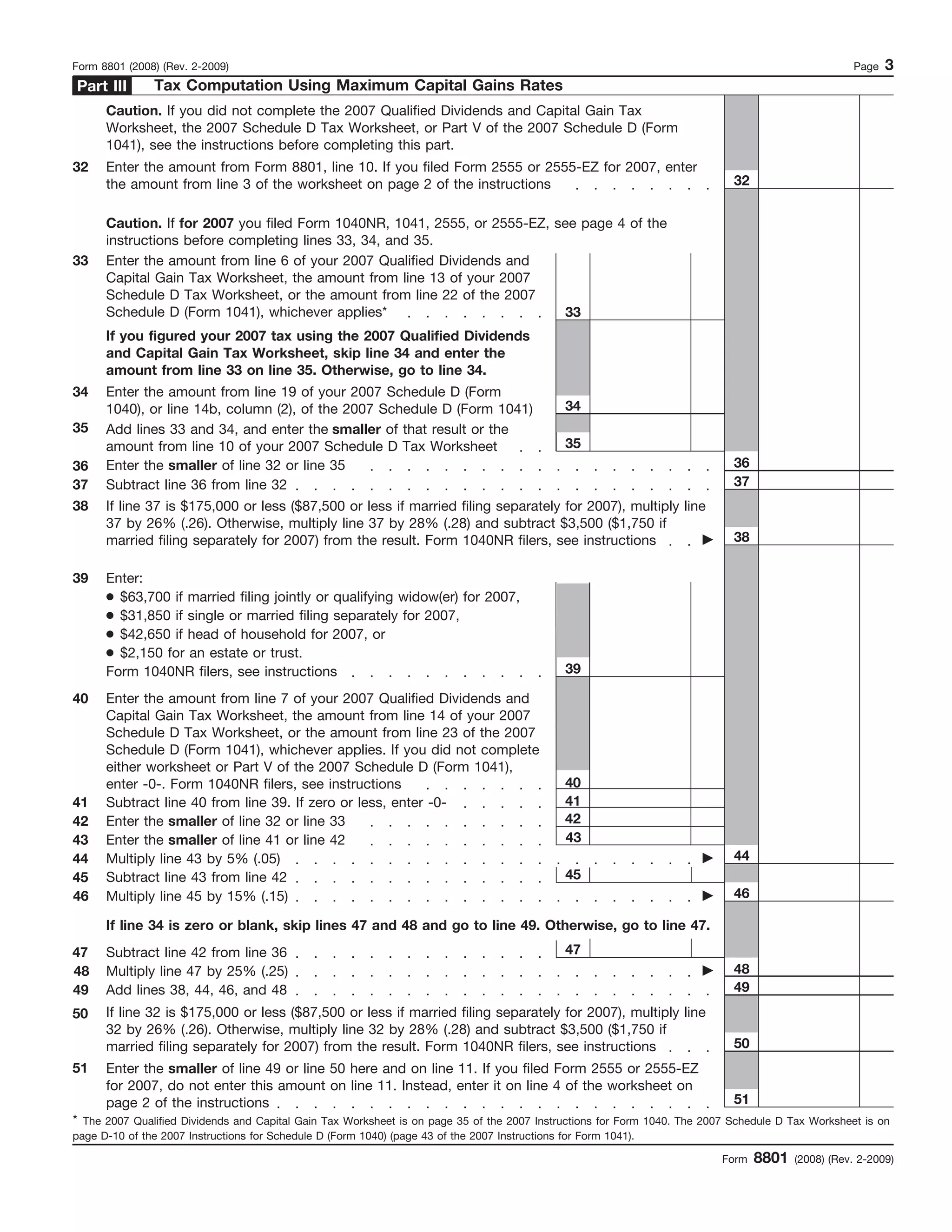 Form 8801-Credit for Prior Year Minimum Tax - Individuals, Estates, and ...