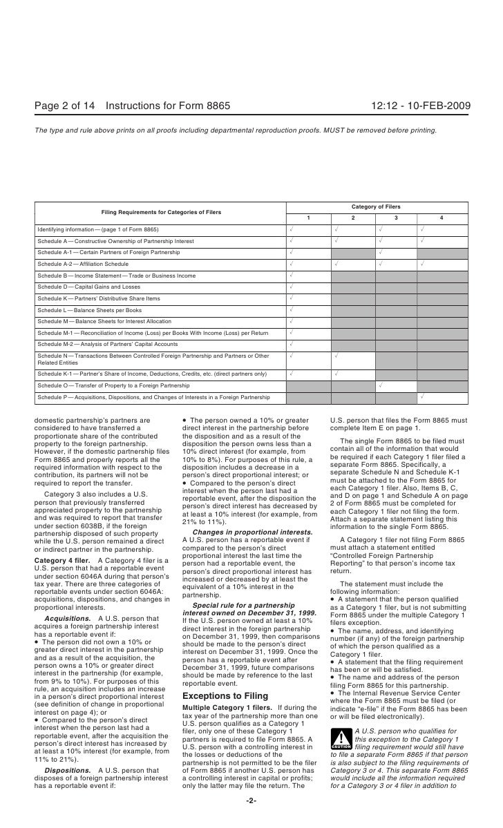 Inst 8865 Instructions For Form 8865 Return Of U S Persons With Res Inst 8865 Instructions For Form 8865 Return Of U S Persons With Res
