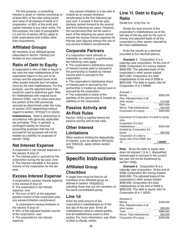 Inst 8926-Instructions for Form 8926, Disqualified Corporate Interest ...