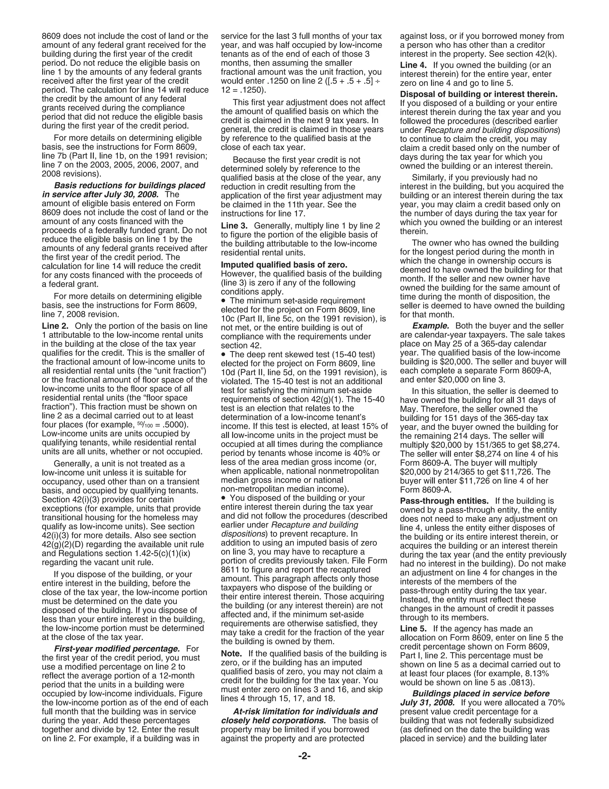 Inst 8609-A-Instructions for Form 8609-A, Annual Statement for Low ...