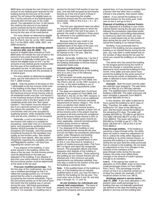 Inst 8609-A-Instructions for Form 8609-A, Annual Statement for Low ...