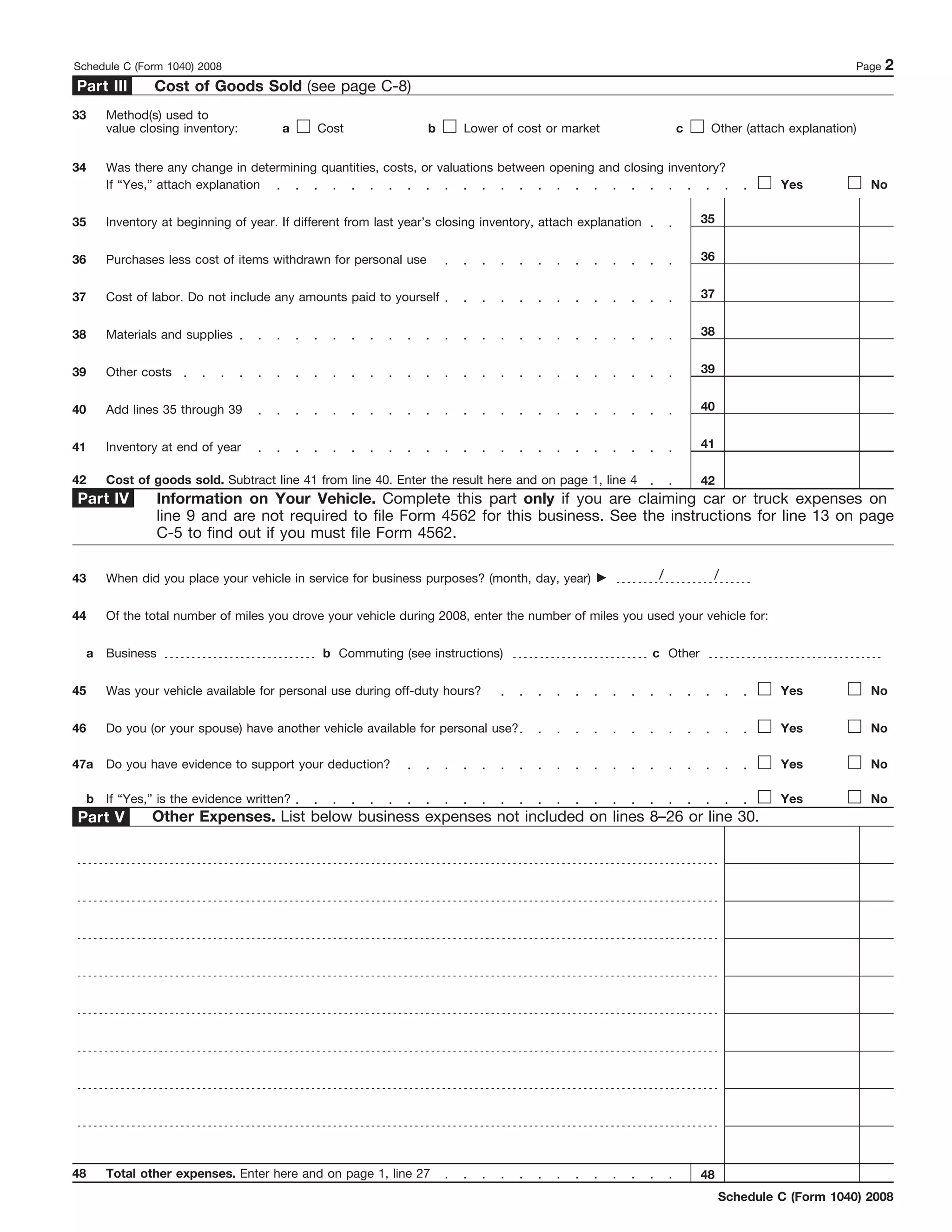 Form 1040, Schedule C-Profit or Loss From Business | PDF