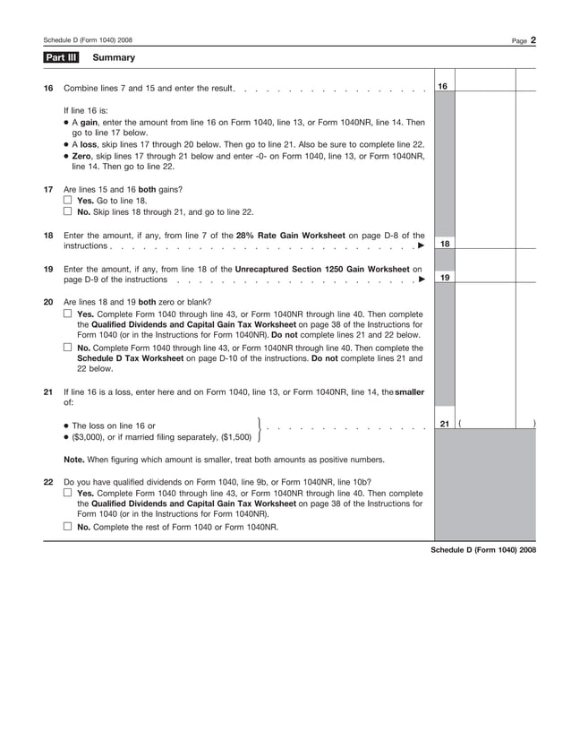 Form 1040, Schedule D-Capital Gains and Losses | PDF