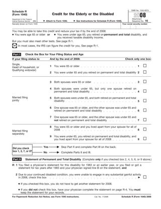 Form 1040, Schedule R- Credit for the Elderly or the Disabled | PDF