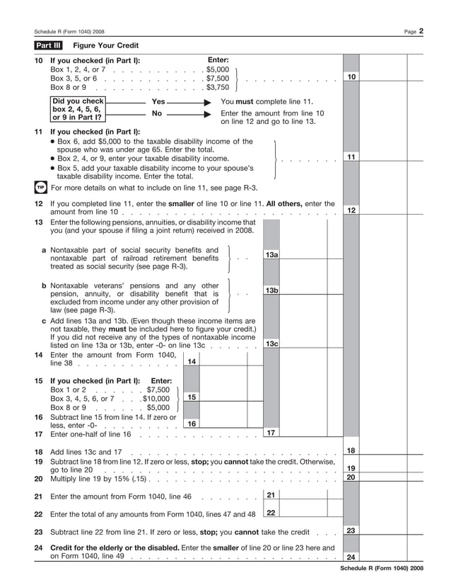 Form 1040, Schedule R- Credit for the Elderly or the Disabled | PDF