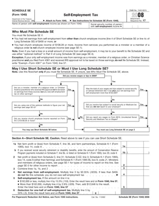 Form 1040, Schedule SE- Self-Employment Tax | PDF