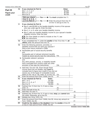 Form 1040A, Schedule 3-Credit for the Elderly or the Disabled for Form ...