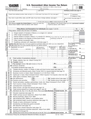 Form 1040NR*-Nonresident Alien Income Tax Return | PDF