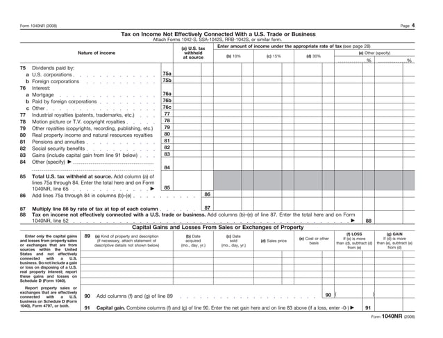 Form 1040NR*-Nonresident Alien Income Tax Return | PDF