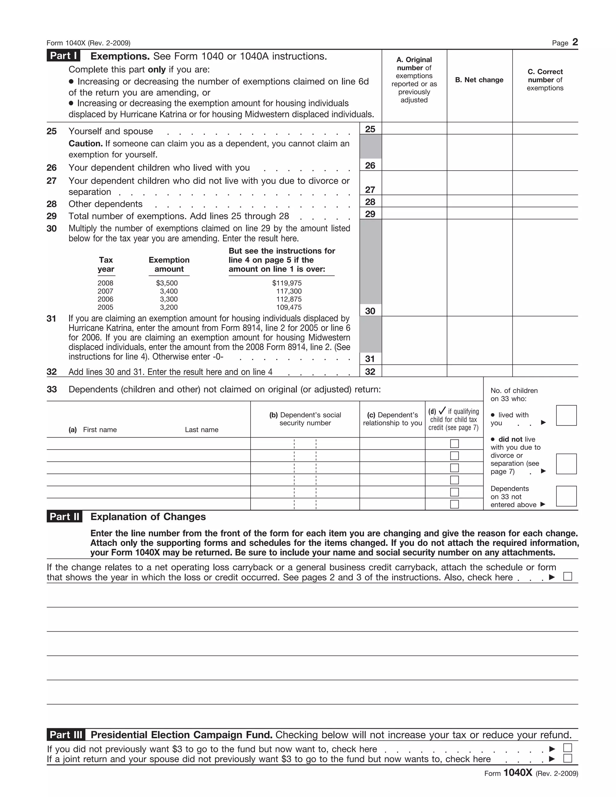 Form 1040X*-Amended Individual Income Tax Return | PDF