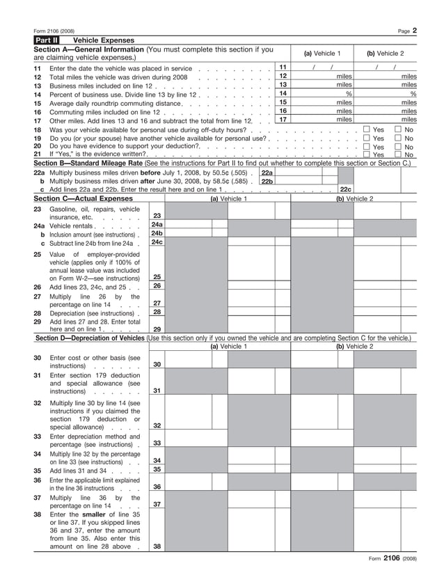 Form 2106-Employee Business Expenses | PDF | Business Accounting ...