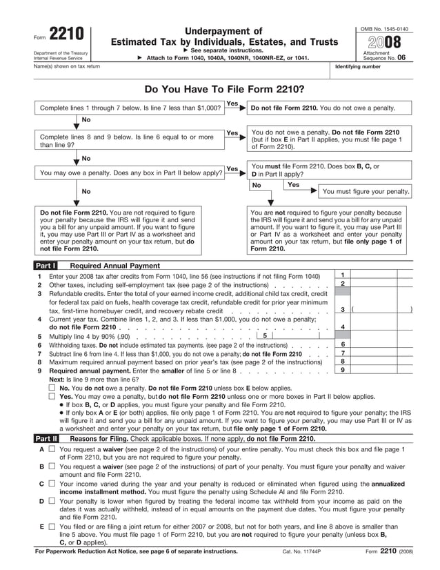 Form 2210-Underpayment of Estimated Tax | PDF