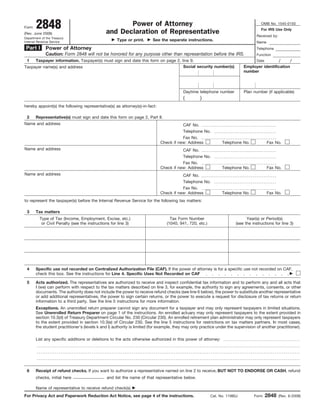 Form 2848-Power of Attorney and Declaration of Representative | PDF