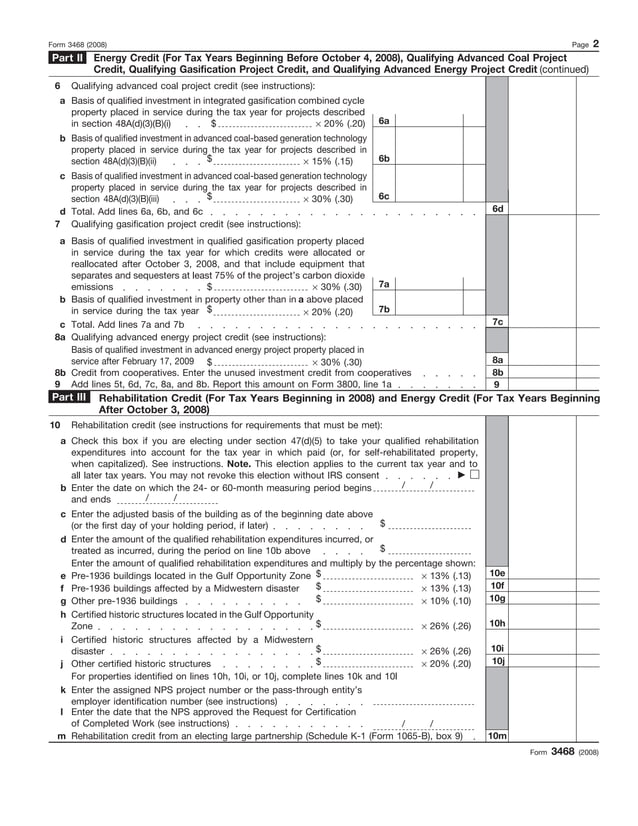 Form 3468*-Investment Credit | PDF