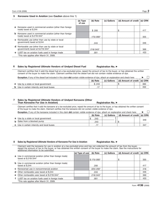 Form 4136-Credit for Federal Tax Paid on Fuel | PDF | Aviation Industry ...