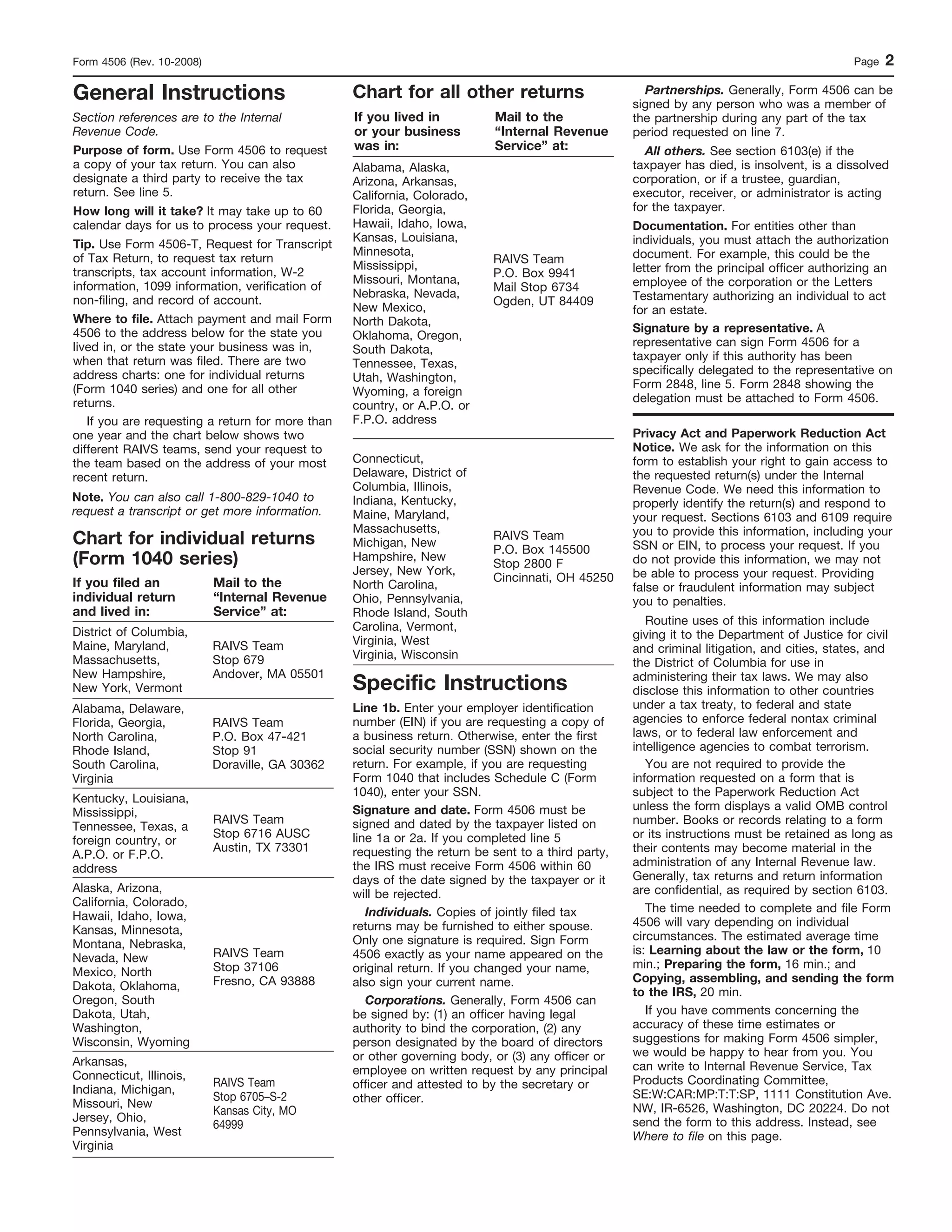 Form 4506-Request for Copy of Tax Form | PDF