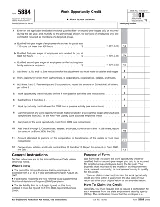 Form 5884-Work Opportunity Credit | PDF