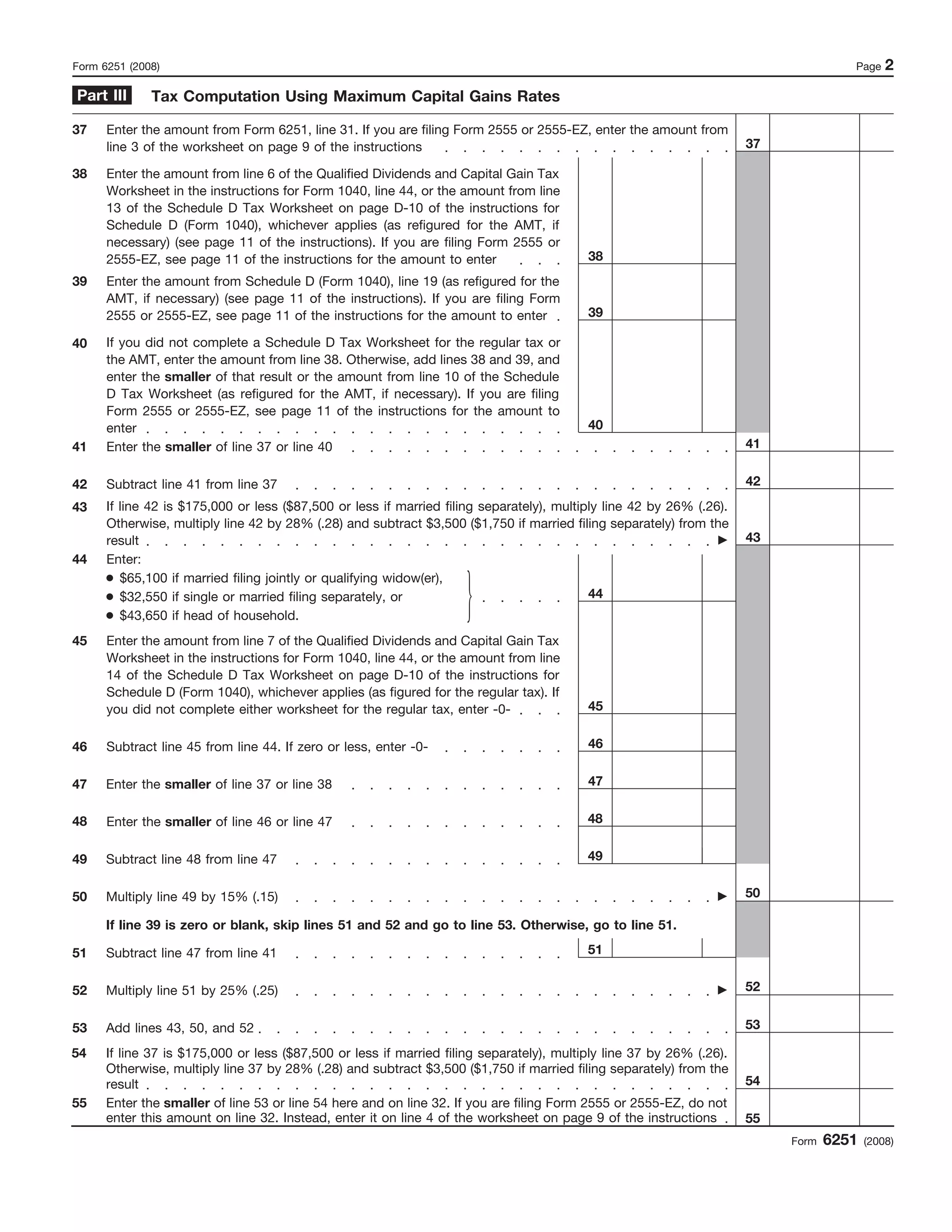 Form 6251-Alternative Minimum Tax | PDF | Business Accounting & Finance ...