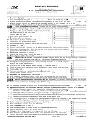 Form 6252-Installment Sale Income | PDF