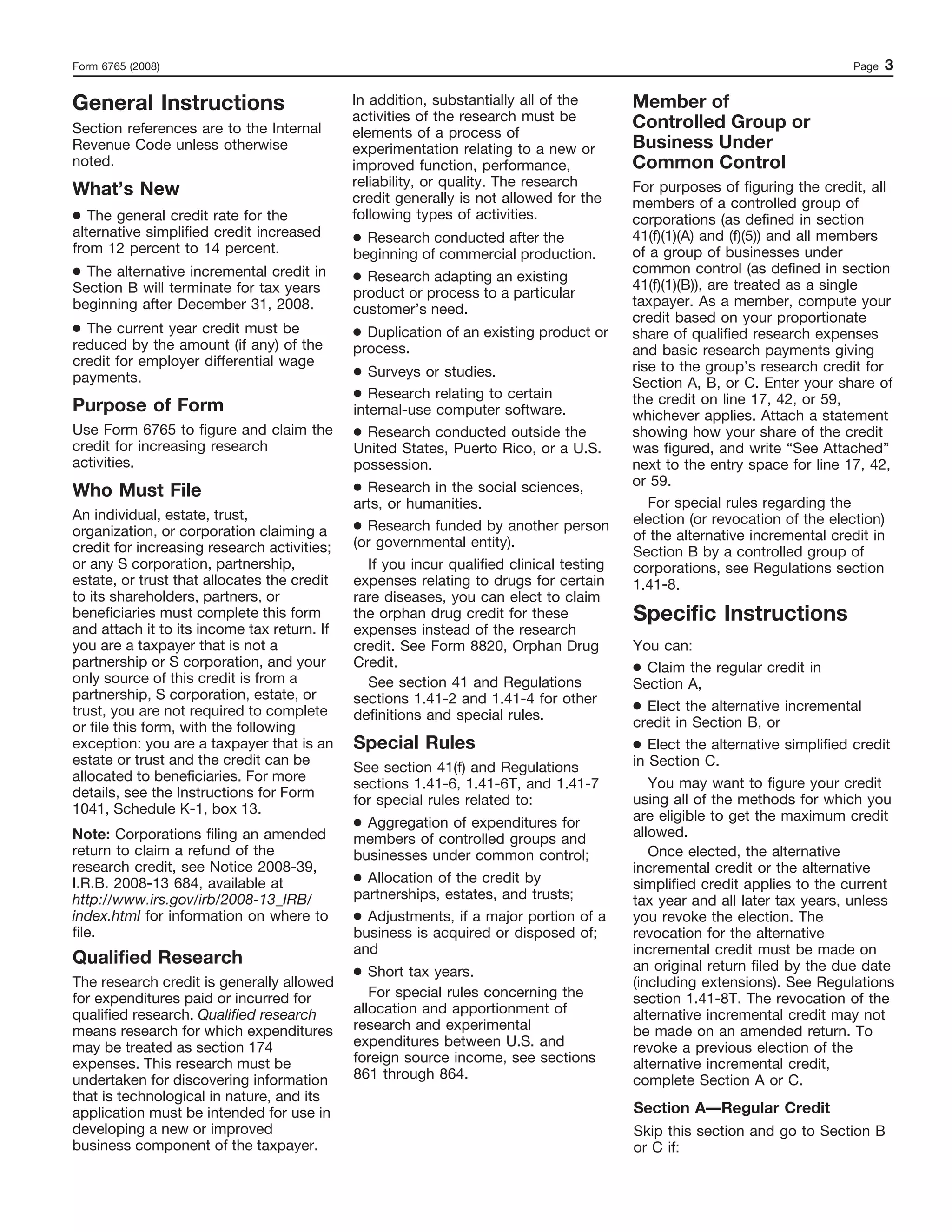 Form 6765*-Credit for Increasing Research Activities | PDF