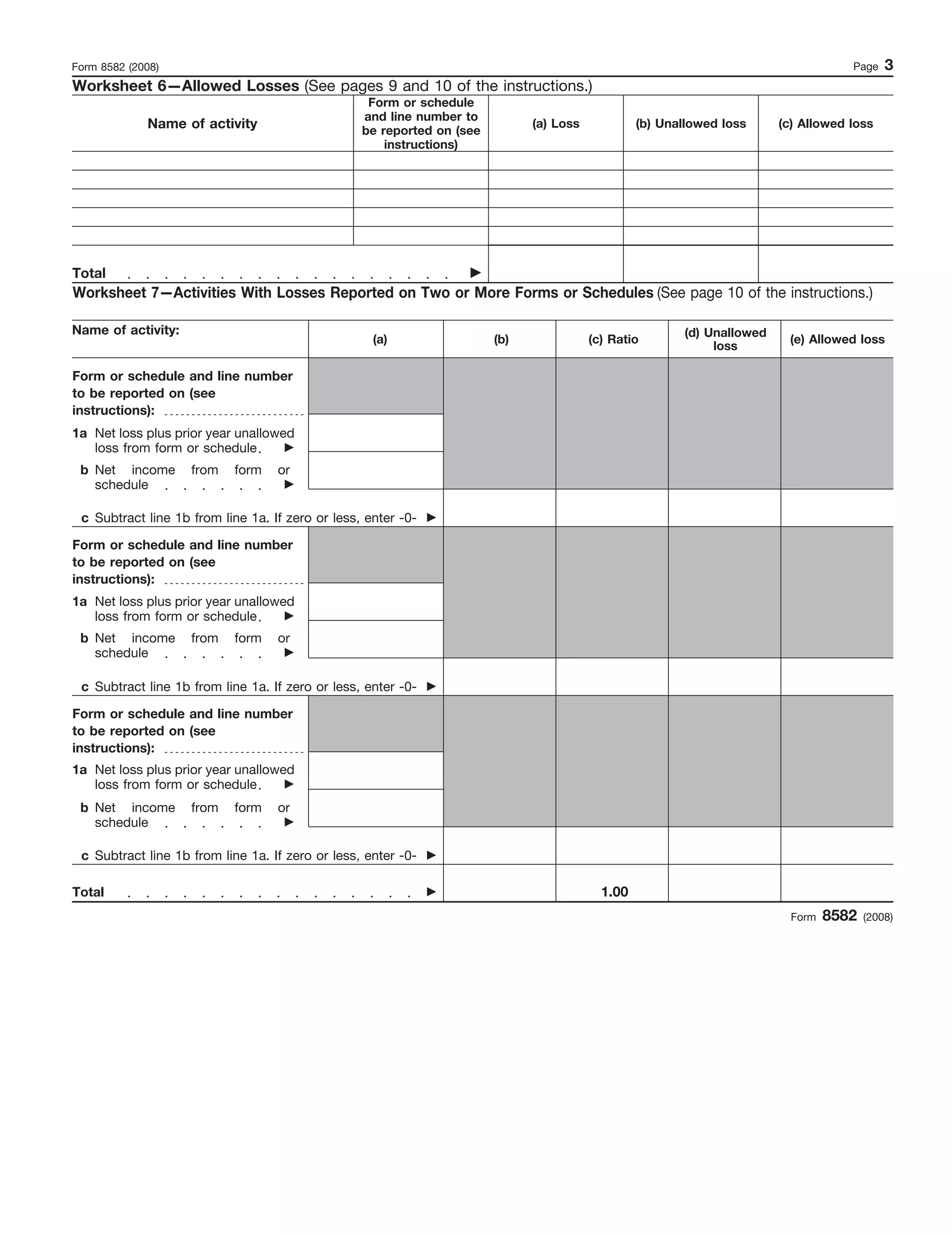 Form 8582-Passive Activity Loss Limitations | PDF