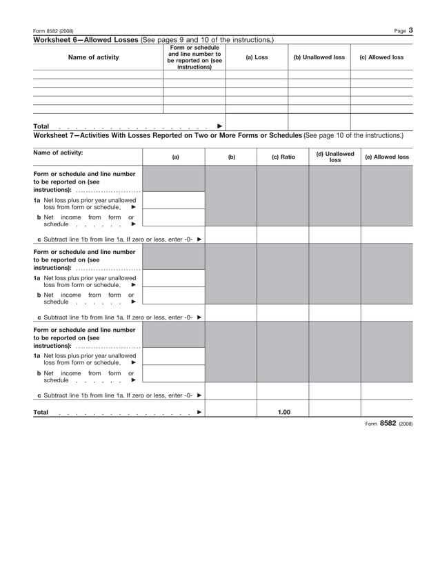 Form 8582-Passive Activity Loss Limitations | PDF