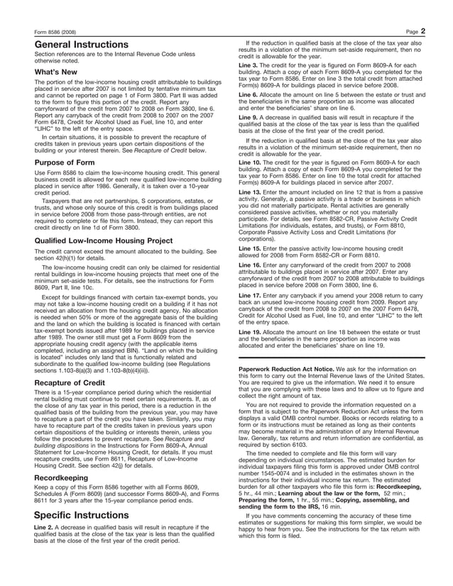 Form 8586-Low-Income Housing Credit | PDF