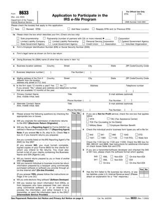 Form 8633-Application to Participate in the IRS e-file Program | PDF