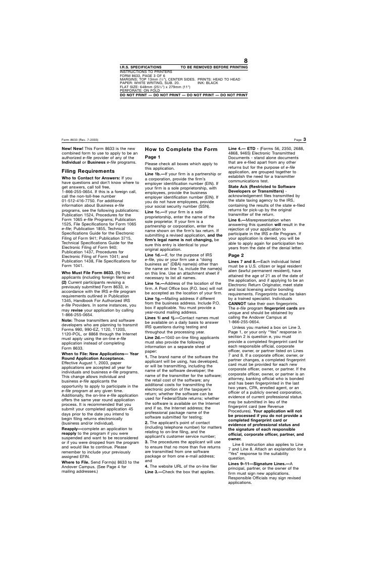 Form 8633-Application to Participate in the IRS e-file Program