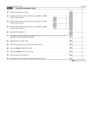Form 8801- Credit For Prior Year Minimum Tax--Individuals, Estates and ...