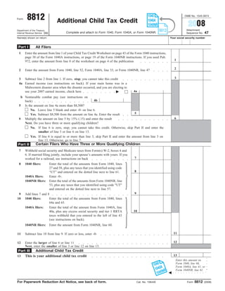 Form 8812-Additional Child Tax Credit | PDF