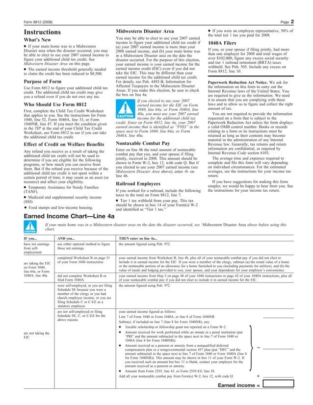 Form 8812-Additional Child Tax Credit | PDF